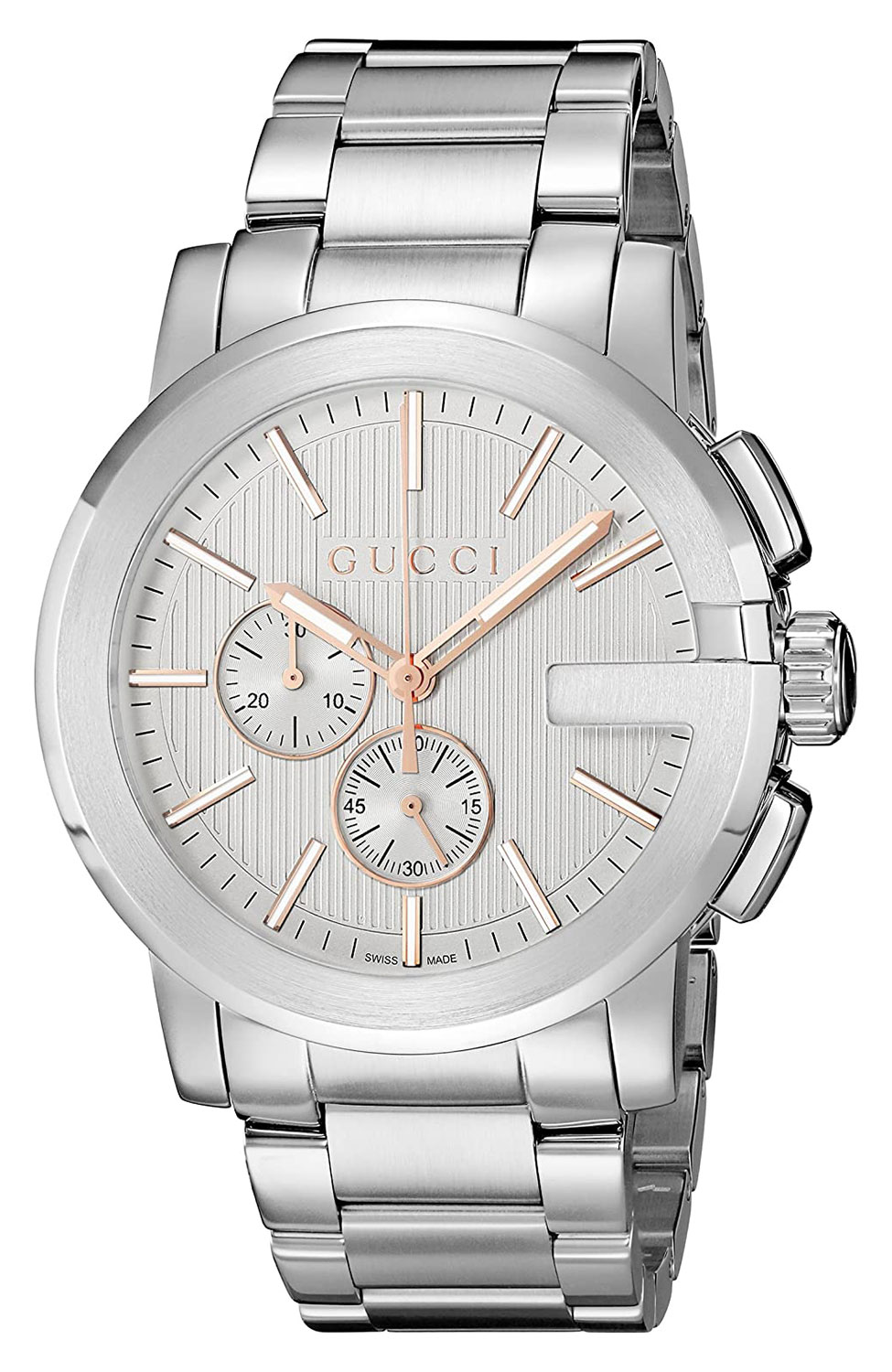 Gucci G-Chrono Stainless Steel Silver Dial Quartz Mens Watch YA101201